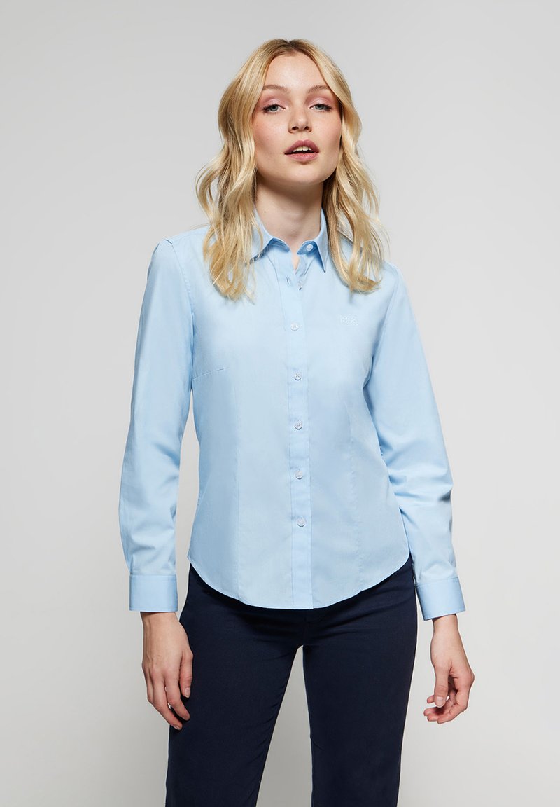 Polo Club SLIM FIT CECILE FRAME - Button-down blouse - sky blue/blue ...