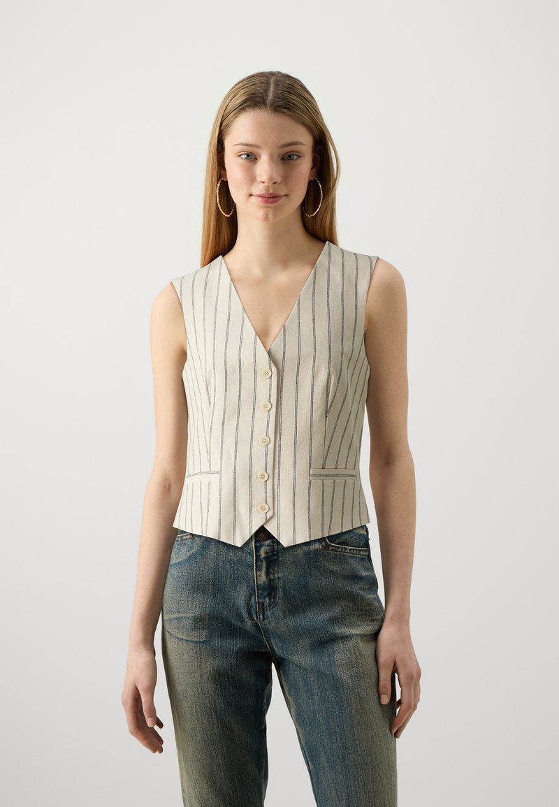 Selected Femme SLFTANIA HILDA VEST PIN STRIPE - Chaleco - sandshell/crema - Zalando.es