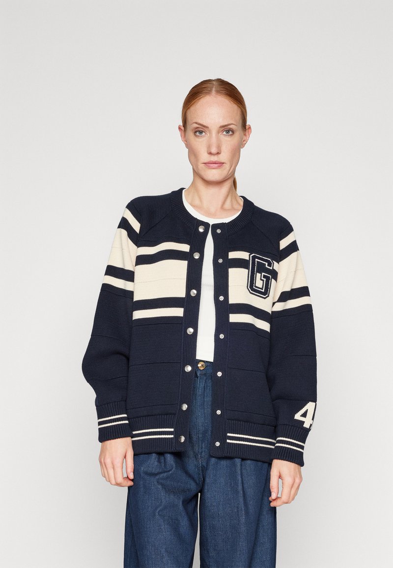 GANT VARSITY JACKET - Chaqueta de punto - evening blue/azul marino ...