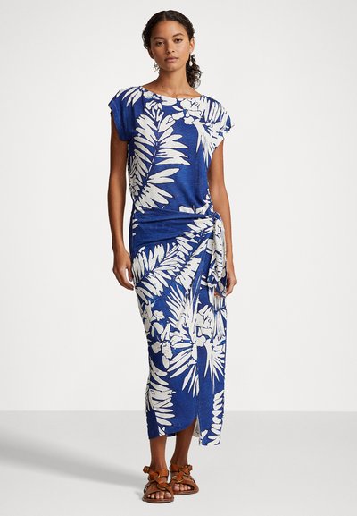 Polo Ralph Lauren SHORT SLEEVE DAY DRESS - Maxi-jurk - blue floral/blauw - Zalando.nl