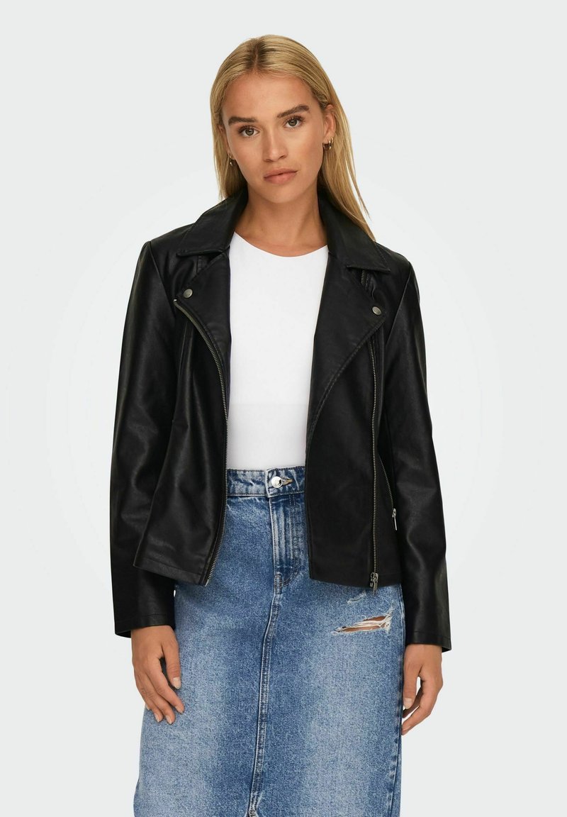 ONLY BIKER - Imitatieleren jas - black/zwart - Zalando.nl