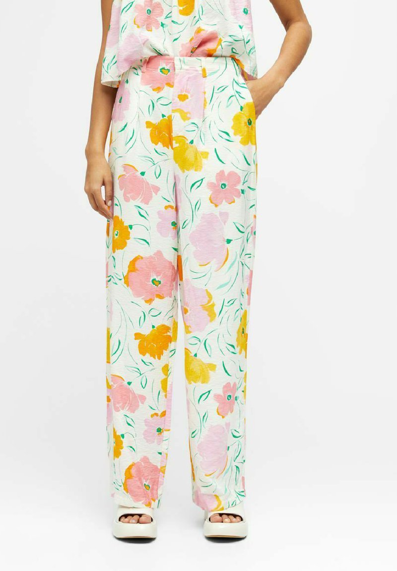 Object BLUMENPRINT - Stoffhose - cloud dancer/offwhite - Zalando.de