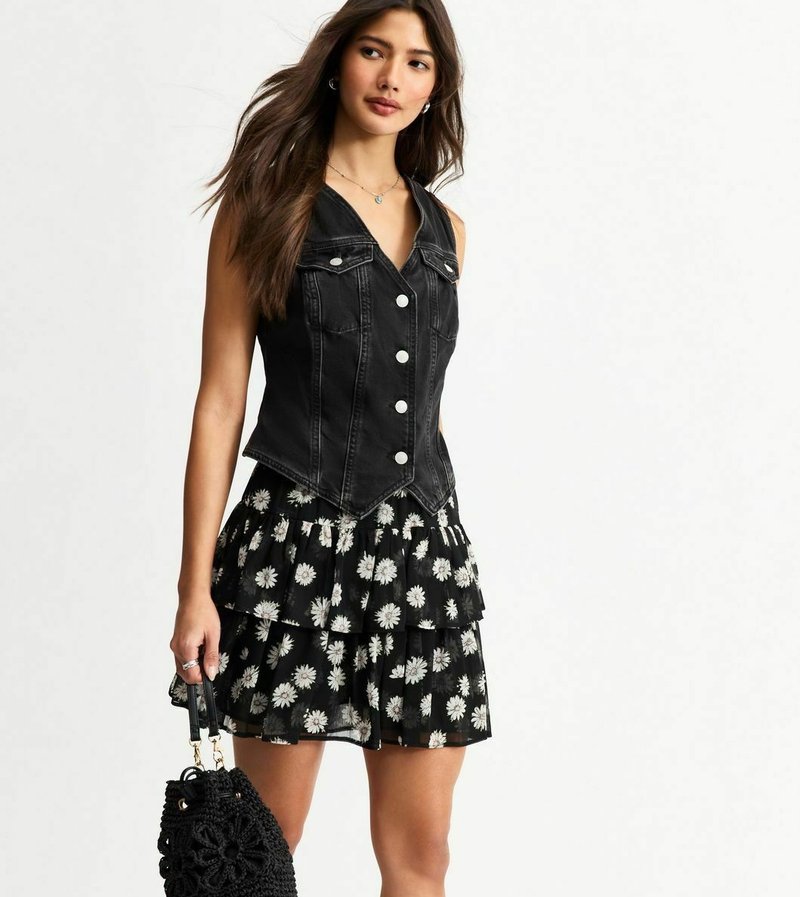 New Look DAISY PRINT - Plooirok - black pattern/zwart - Zalando.nl