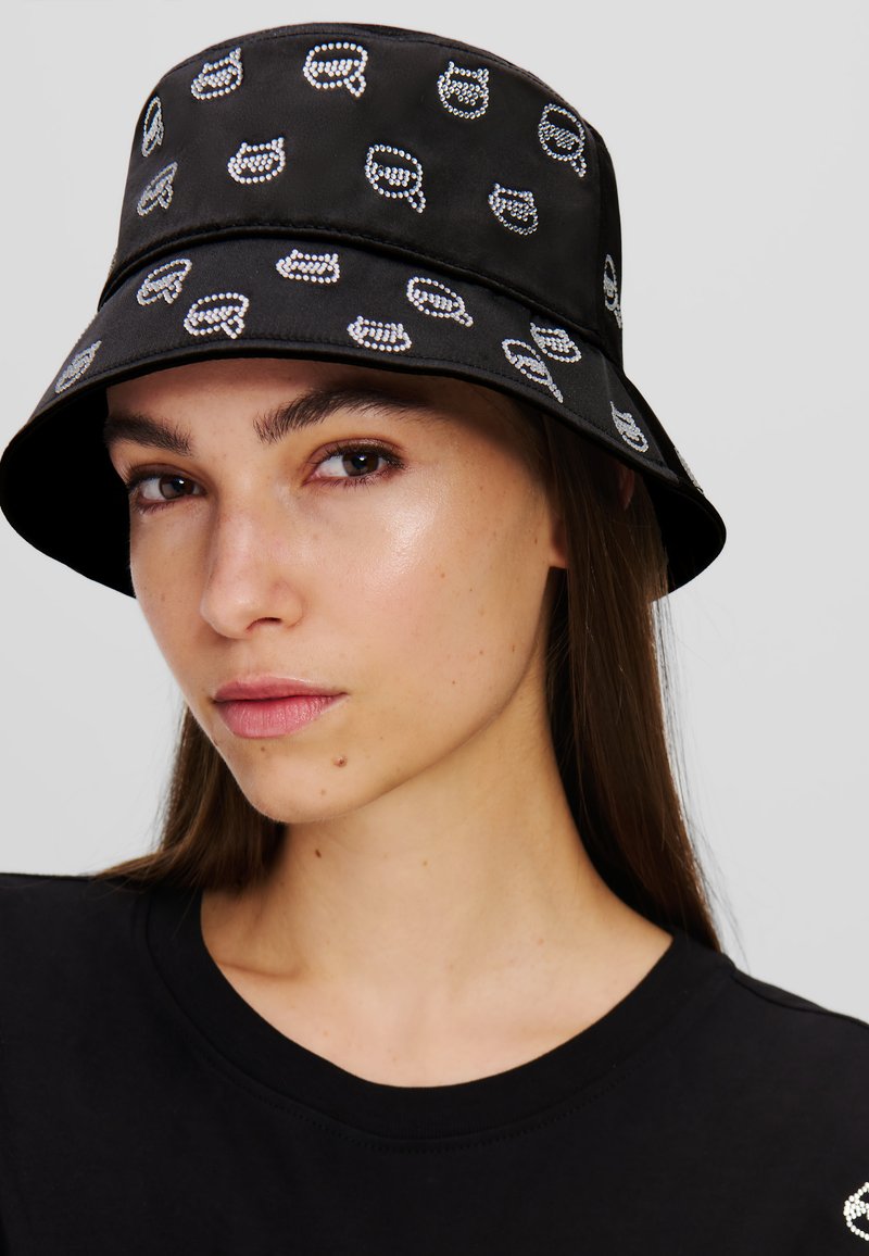 KARL LAGERFELD IKON RHINESTONE BUCKET - Hut - black silver/schwarz ...