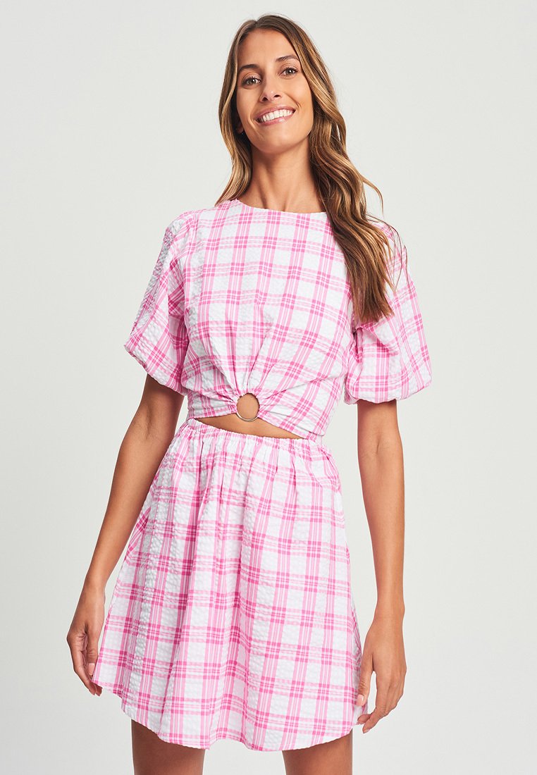 CALLI Day dress - pink and white check/light pink - Zalando.ie