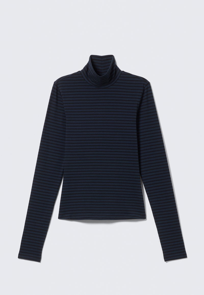 Weekday STRIPED TURTLENECK - Camiseta de manga larga - navy/black ...