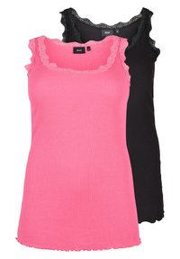 Zizzi 2-PACK WITH TRIM - Top - black black/schwarz - Zalando.ch