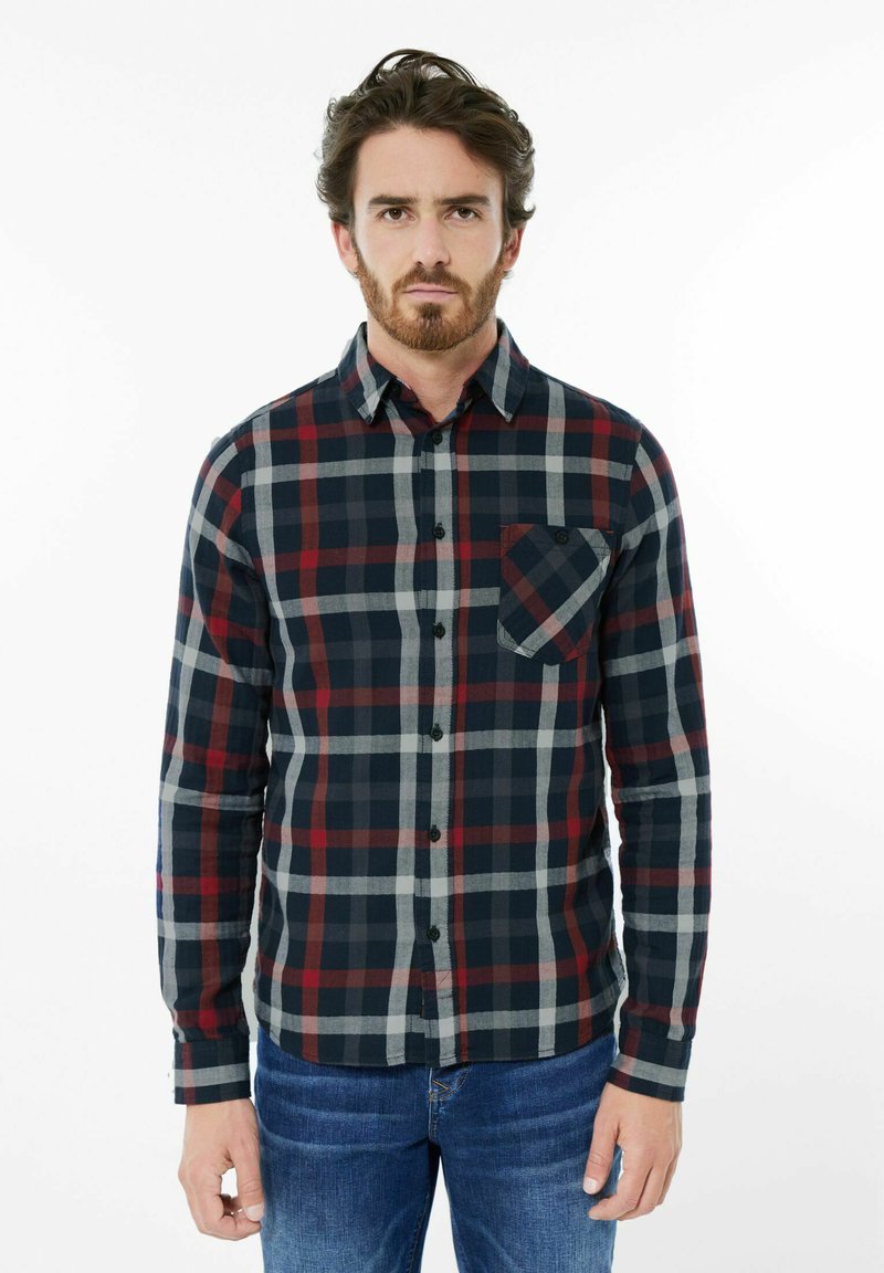 Street One MEN MIT KAROMUSTER - Shirt - blau/mottled dark blue - Zalando.de