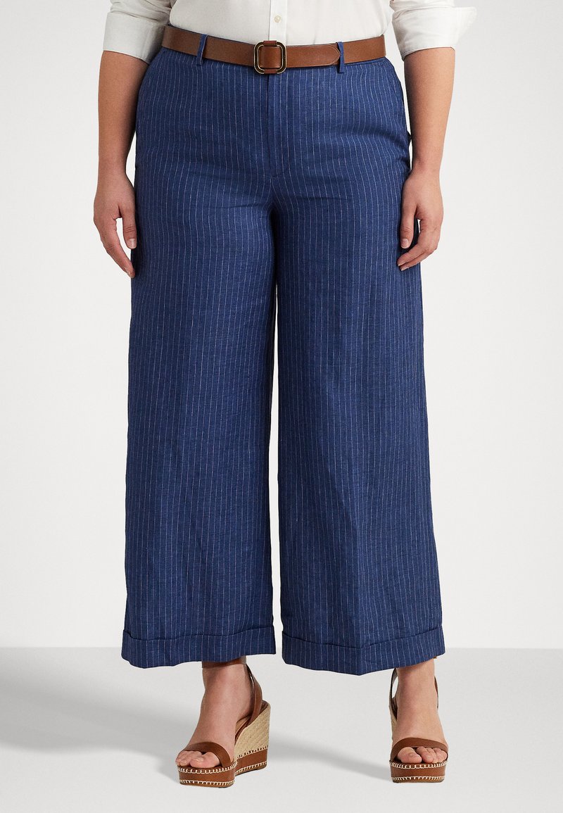 Lauren Ralph Lauren Woman SENDON CROPPED FLAT FRONT - Trousers - blue/white/white - Zalando.co.uk