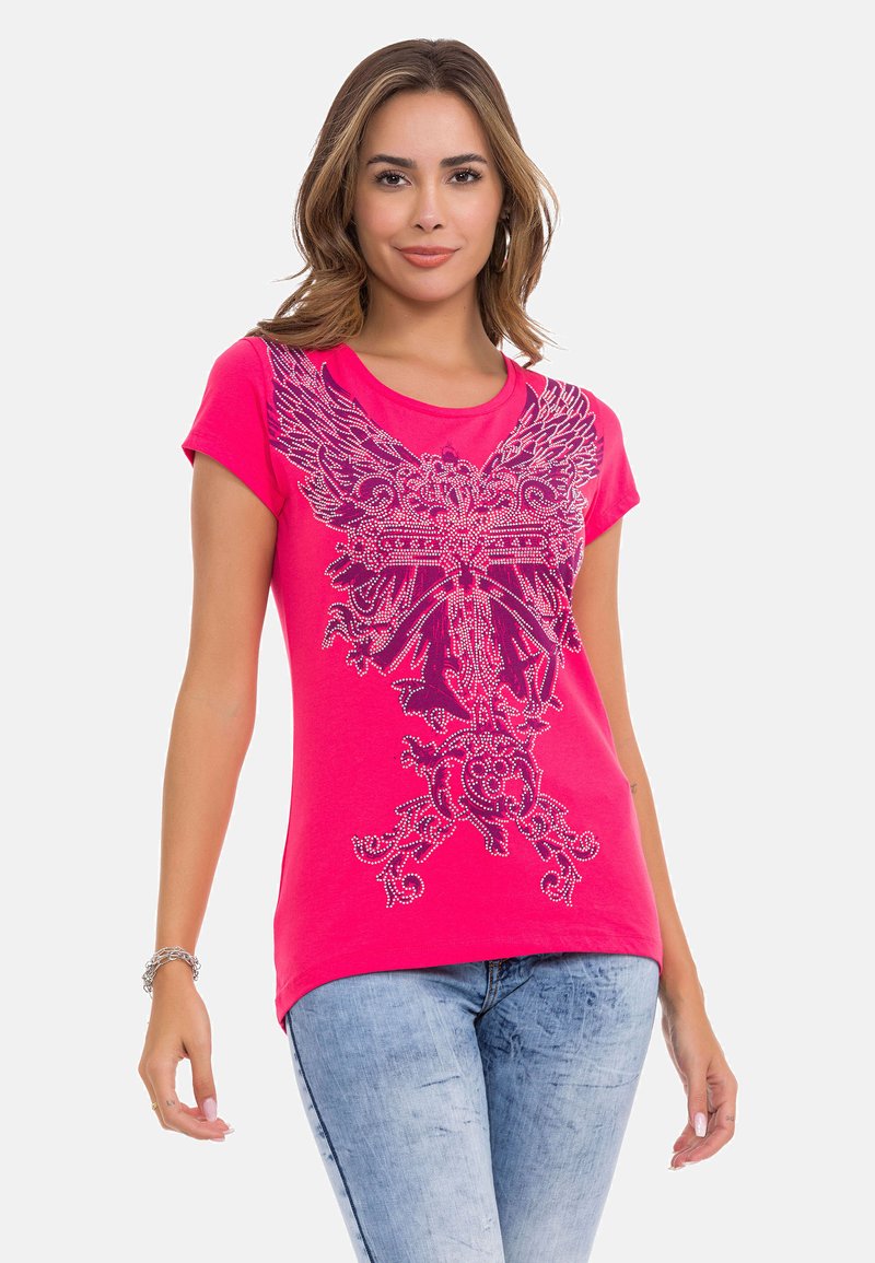 Cipo & Baxx T-Shirt print - fuchia/rot - Zalando.de