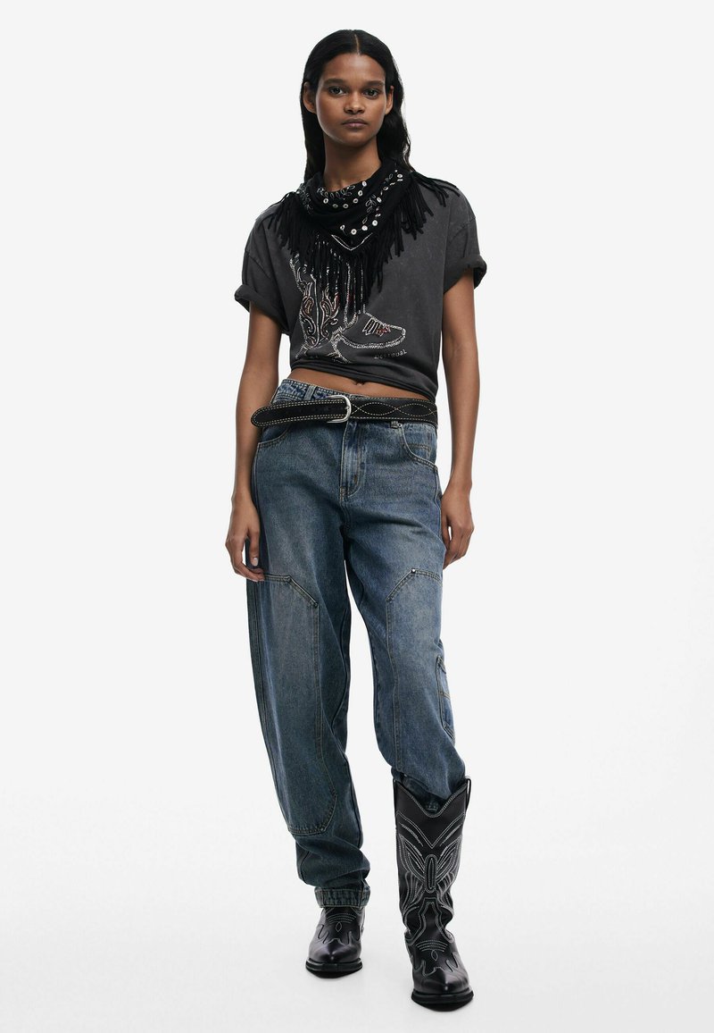 Desigual TRIANGULAR FRINGE - Scarf - black/brun - Zalando.se