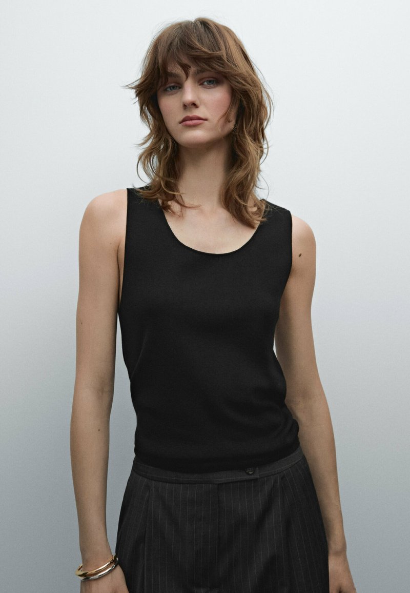 Massimo Dutti Top - mottled black - Zalando.co.uk