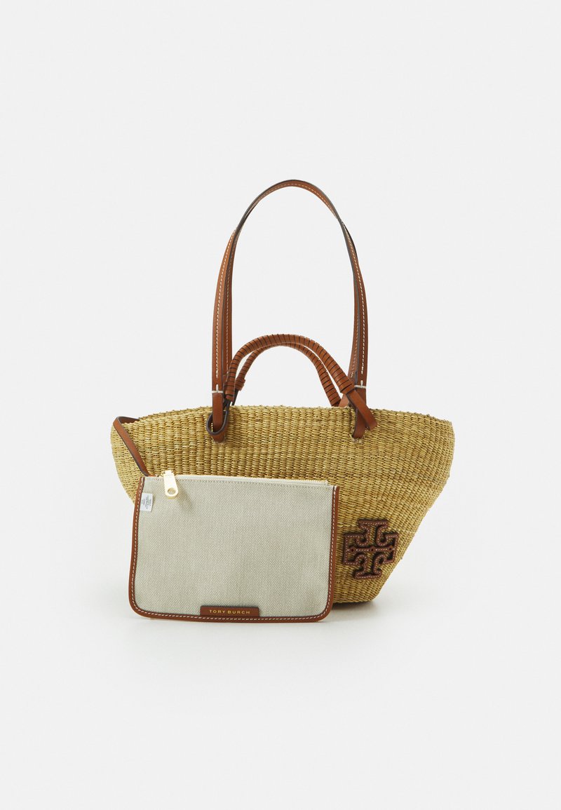 Tory Burch ELLA STRAW SMALL BASKET TOTE - Tote bag - natural/off-white ...
