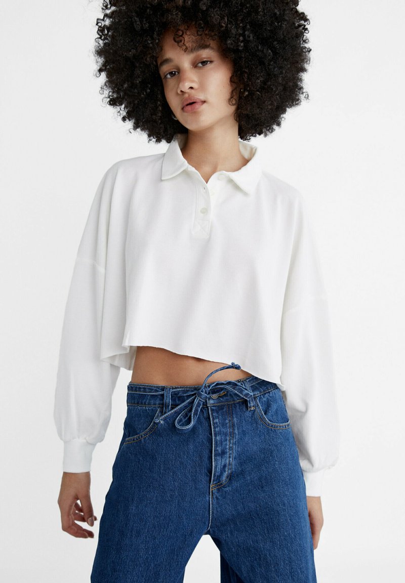 Stradivarius Cropped Long Sleeved Top White Zalando De