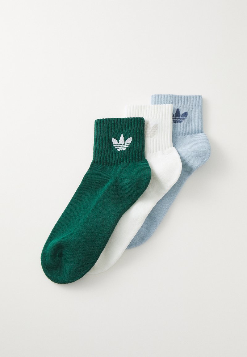adidas Originals 1/4 3PACK - Ponožky - off white/collegiate green ...