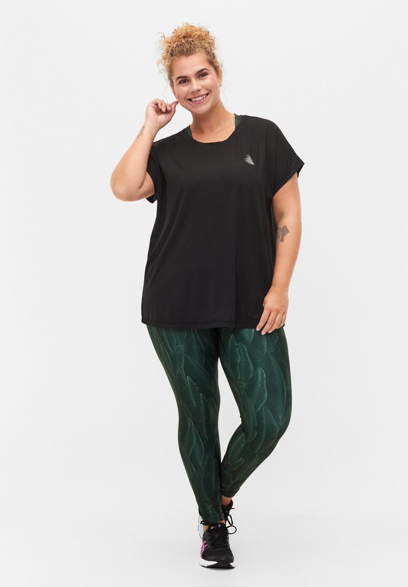 Active by Zizzi KURZARM - T-paita - black/musta - Zalando.fi