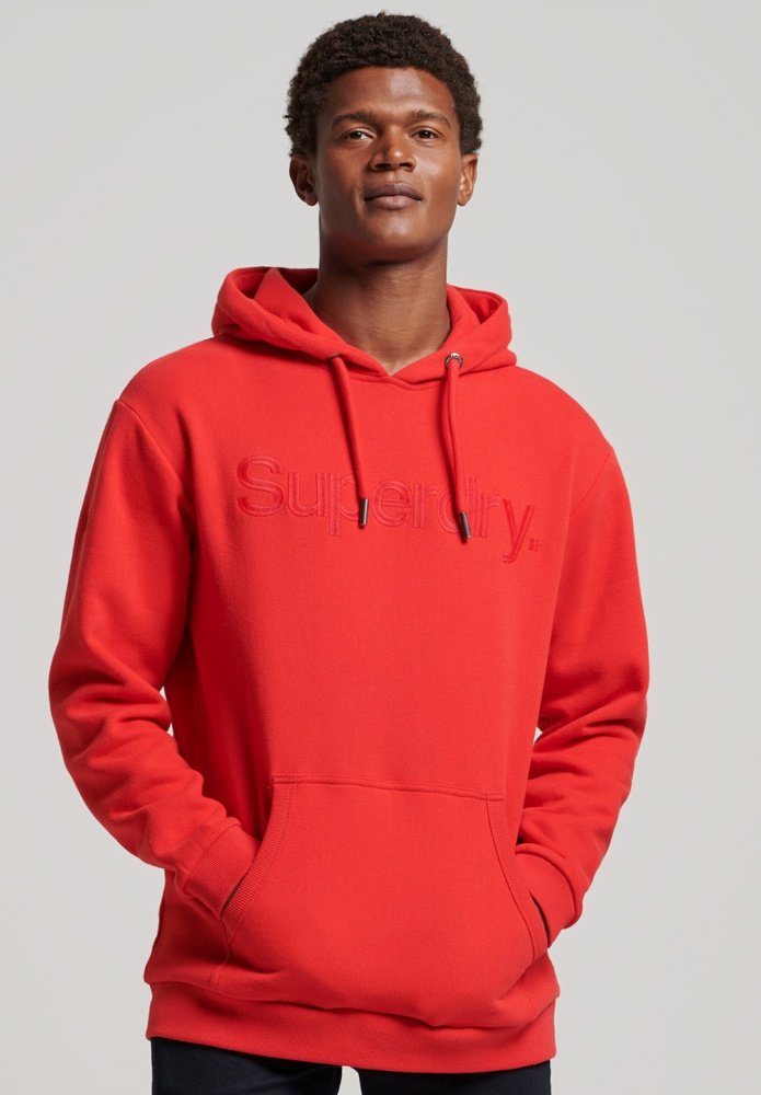 Superdry CORE LOGO SOURCE BRUSHED - Hoodie - drop kick red/mottled red ...