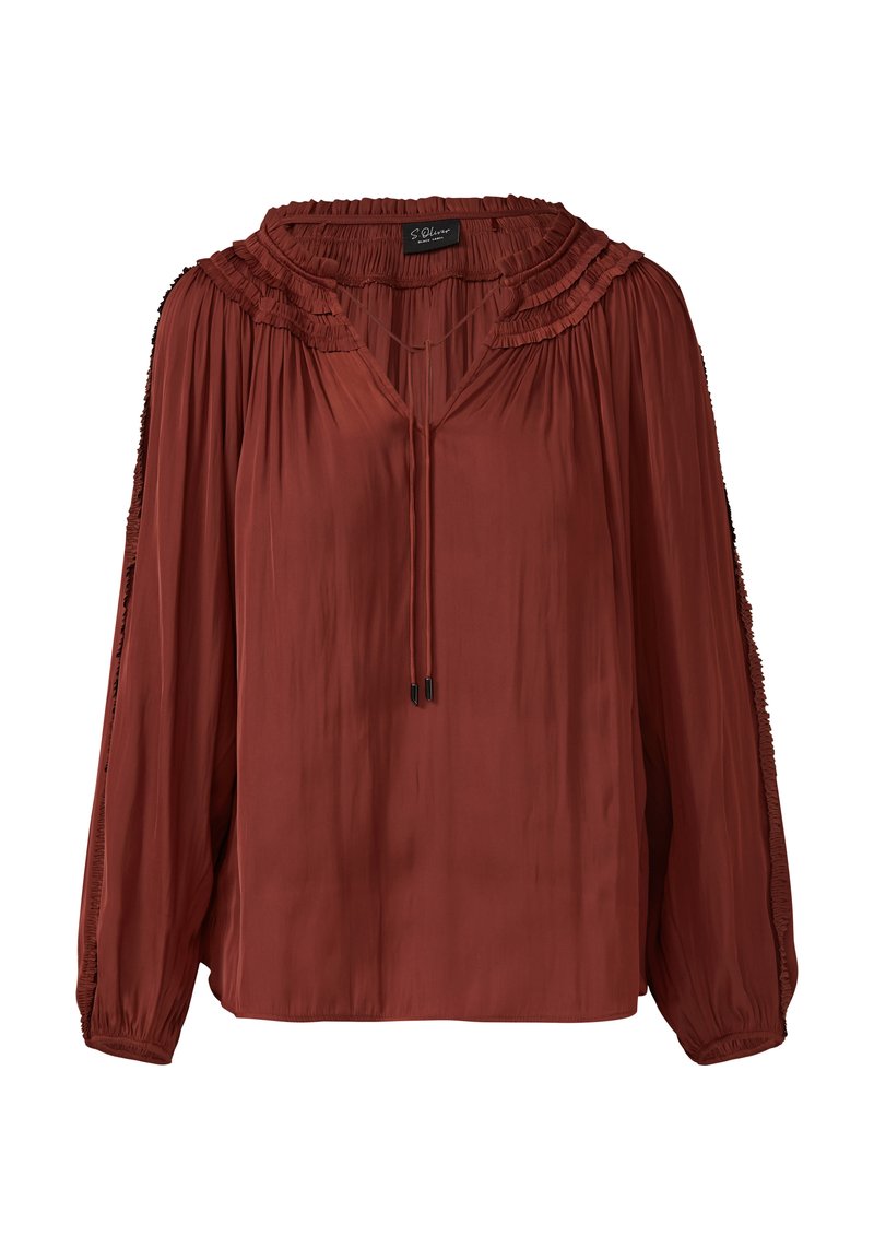 s.Oliver BLACK LABEL FLIESSENDE MIT RÜSCHEN - Bluse - rostrot/bordeaux ...