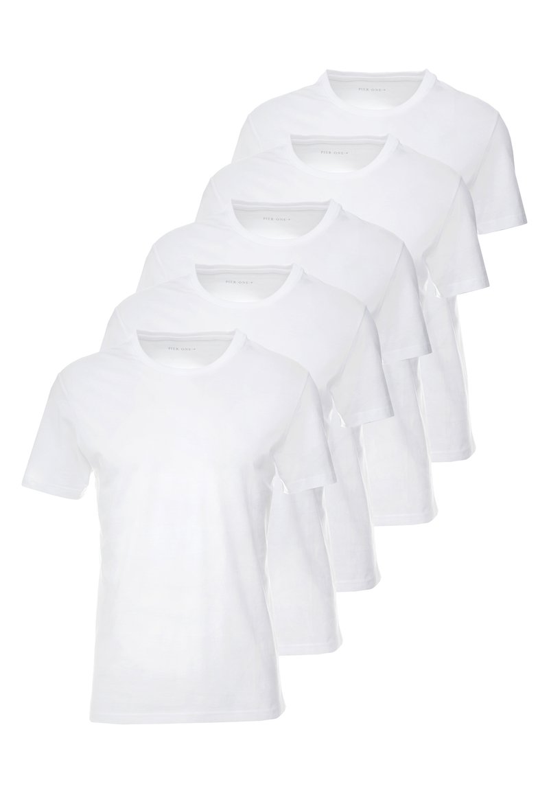 Pier One 5 PACK - T-shirt basic - white/wit - Zalando.be