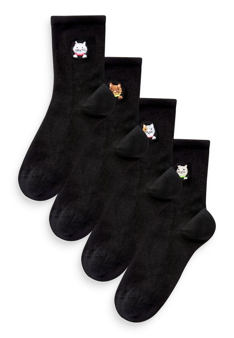 Next EMBROIDERED CAT FACES ANKLE SOCKS 4 PACK - Socken - black/schwarz ...