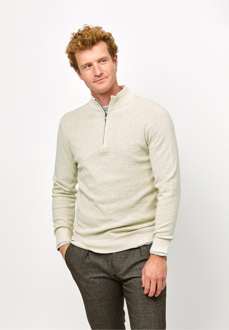 PROFUOMO HALFZIP PULLOVER - Strickpullover - off white/weiß - Zalando.de