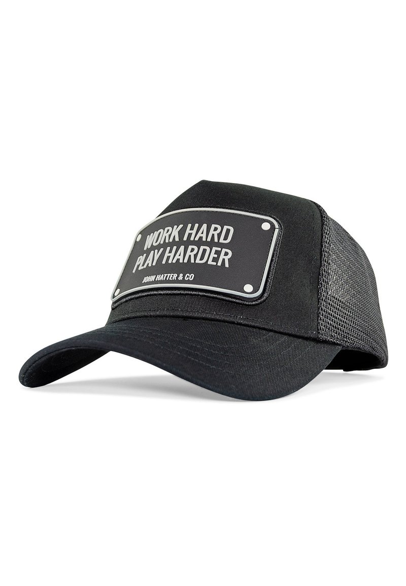 John Hatter & Co TRUCKER WORK HARD PLAY HARDER - Kapa - black/crno ...