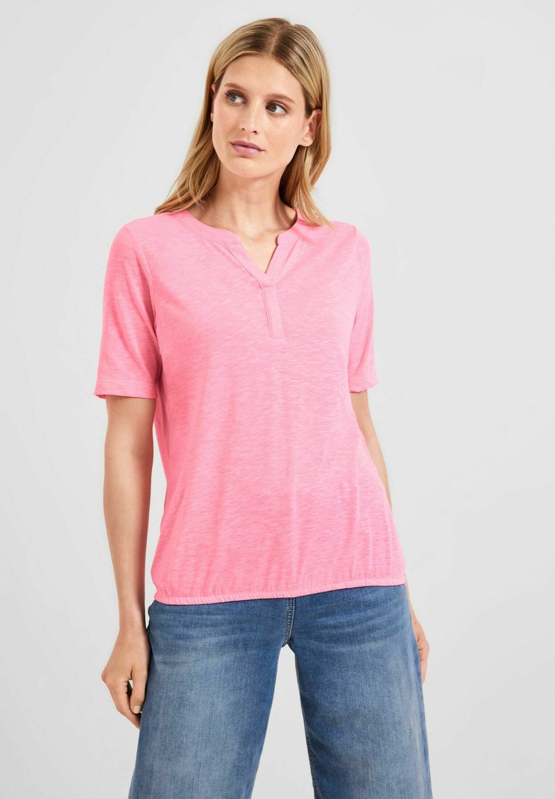 Cecil MIT ELASTIKSAUM - T-Shirt basic - pink/neonpink - Zalando.de