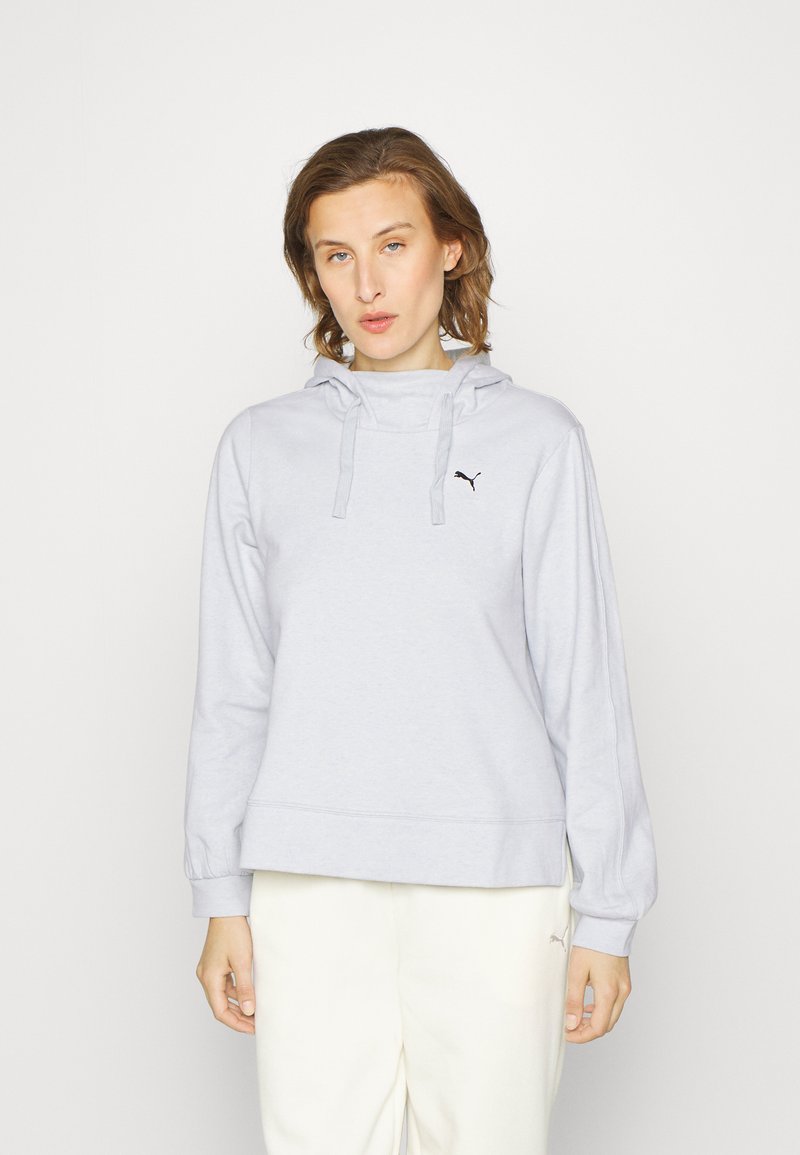 Puma STUDIO HOODIE - Jersey con capucha - platinum gray heather/azul ...