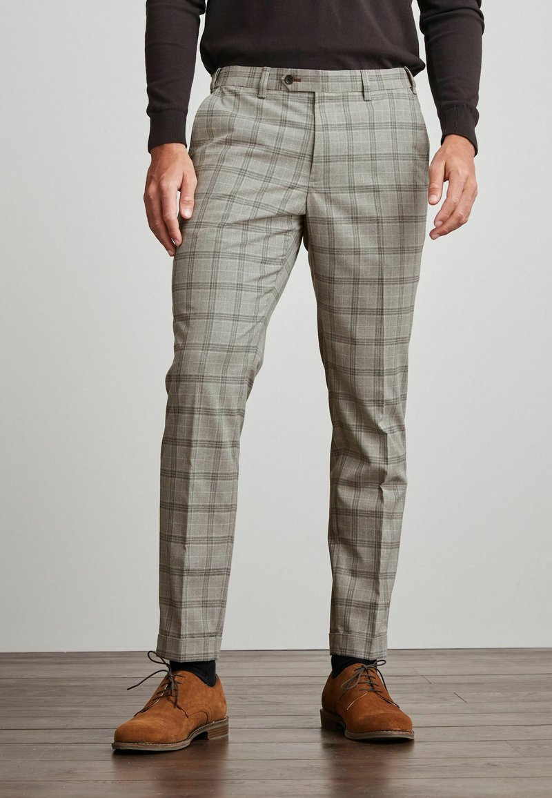 Next TRIMMED CHECK CHINO TROUSERS SLIM FIT - Chino - natural/beige ...