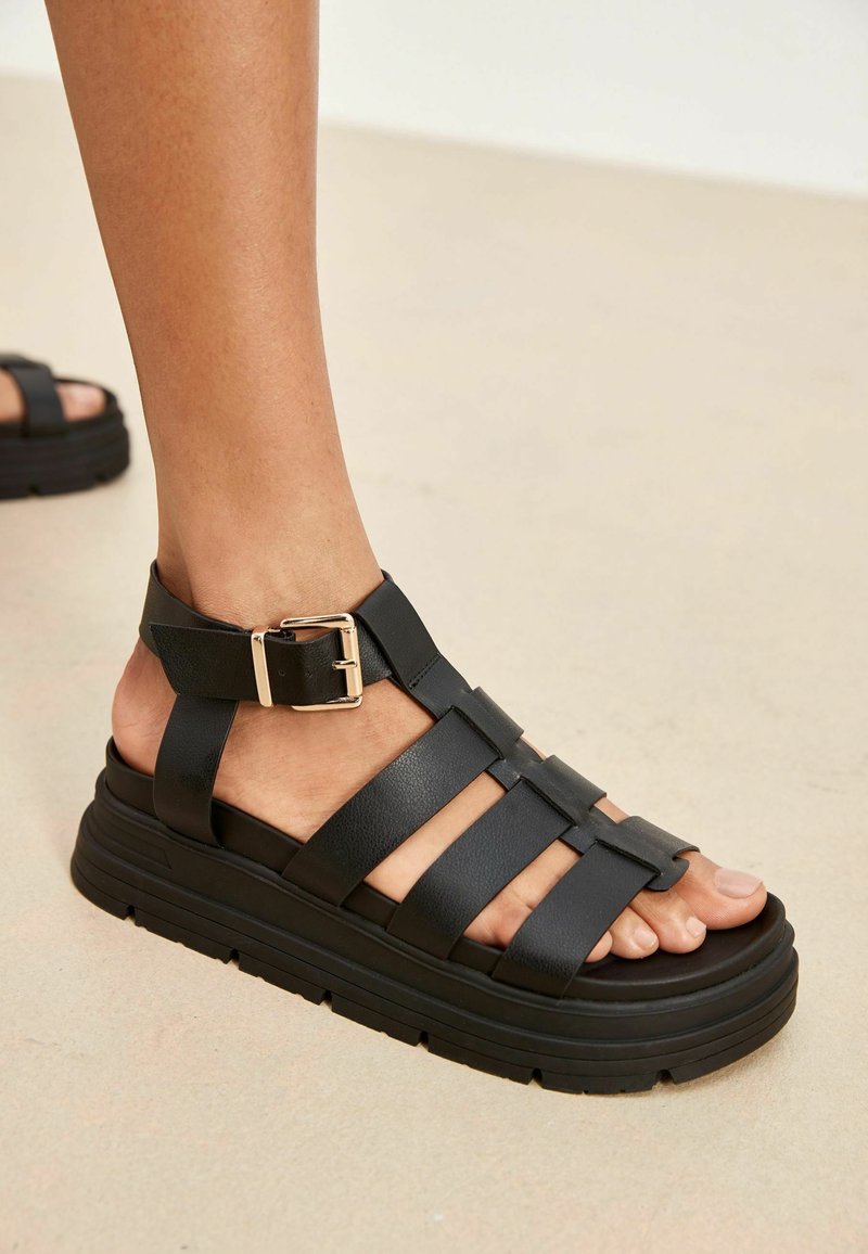 Next CHUNKY GLADIATOR SANDALS - Sandale cu platformă - black/negru ...