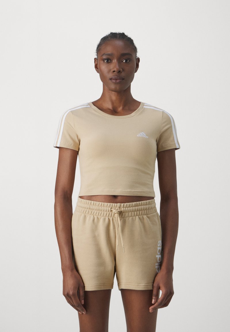 adidas Sportswear ESSENTIALS 3-STRIPES - T-Shirt print - magic beige ...