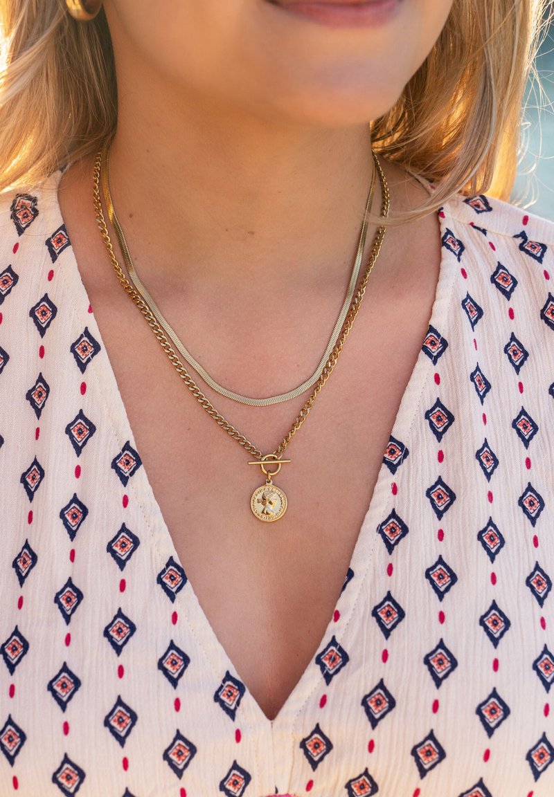 My Jewellery DOUBLE COIN - Collier - gold coloured/doré - ZALANDO.FR