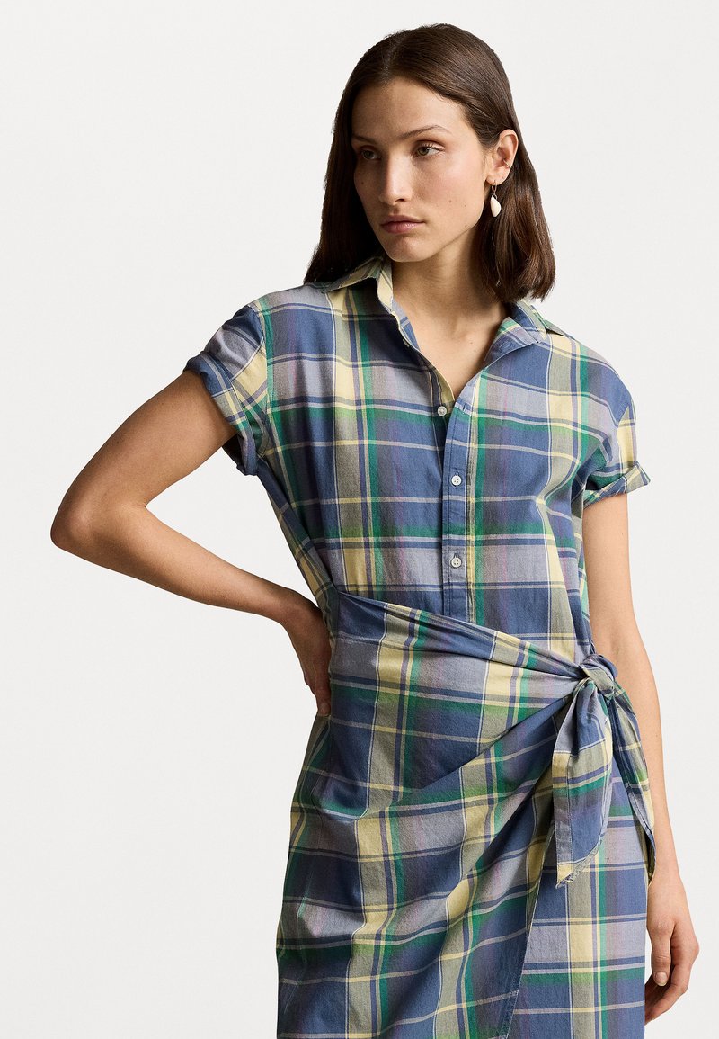 Polo Ralph Lauren SHORT SLEEVE DAY DRESS - Shirt dress - blue/yellow/blue - Zalando.co.uk