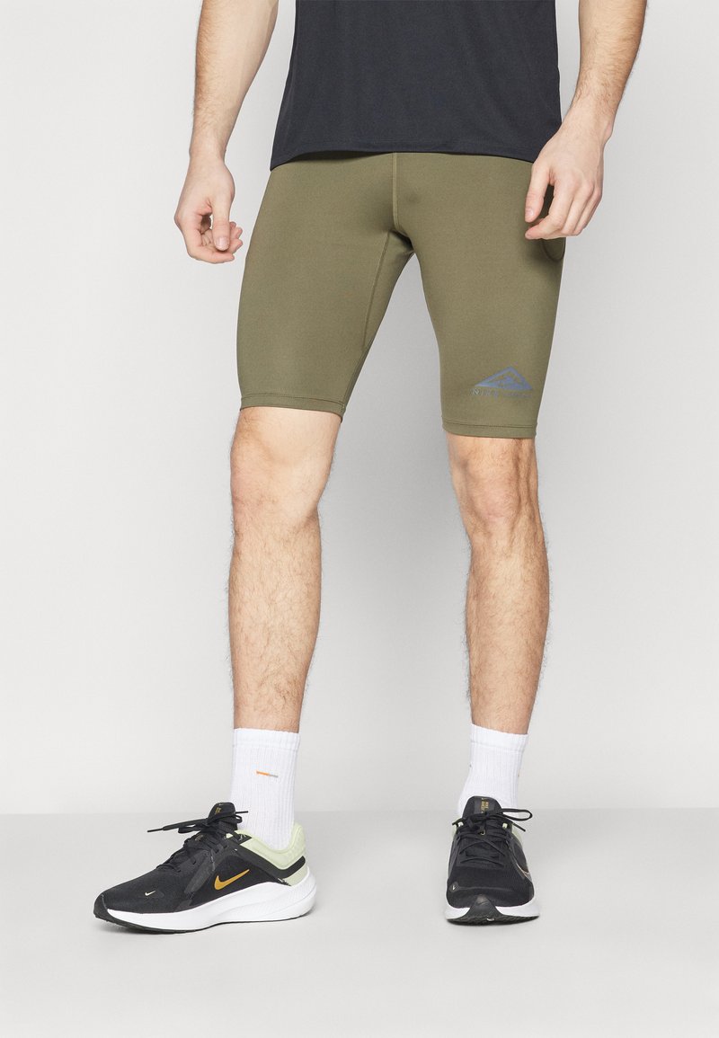 Nike Performance LAVA LOOPS HALF TIGHT - Tights - medium olive/black ...