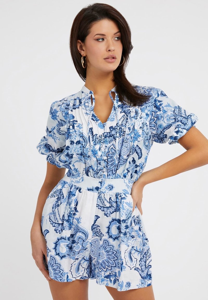 Guess Mit Allover Blumendruck Mono Mehrfarbig Grundton Blau Azul