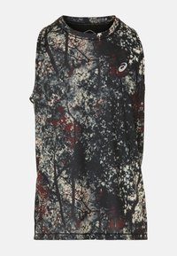 ASICS AOP SINGLET - Top - performance black/antique red/schwarz ...