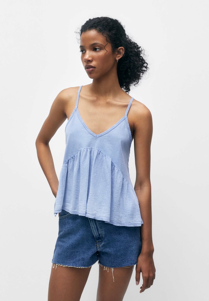 PULL&BEAR CONTRAST STRAPPY - Linne - light blue/ljusblå - Zalando.se