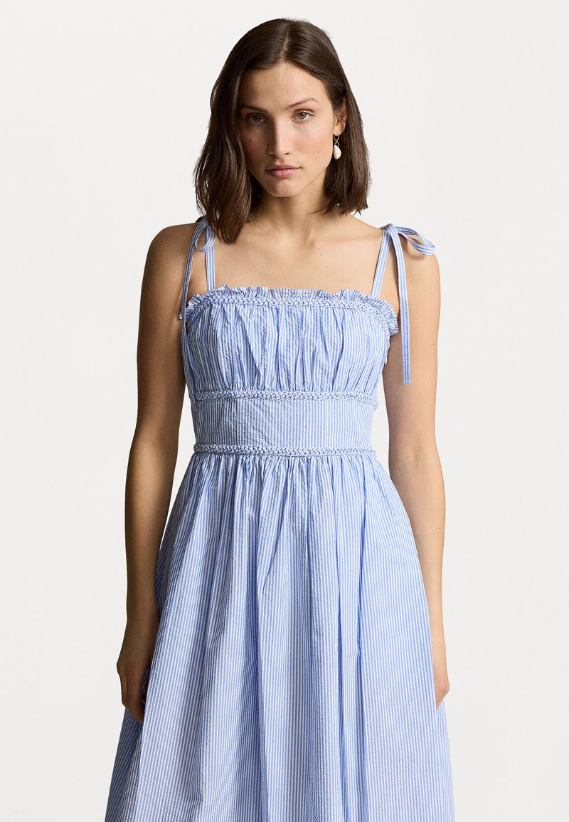 Polo Ralph Lauren SLEEVELESS DAY DRESS - Day dress - blue/white/white ...