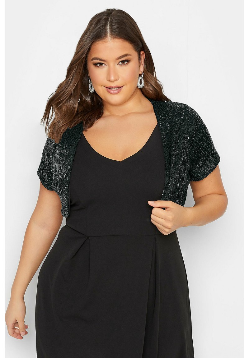 Yours Clothing SEQUIN EMBELLISHED BOLERO SHRUG - Blouse - black/zwart ...
