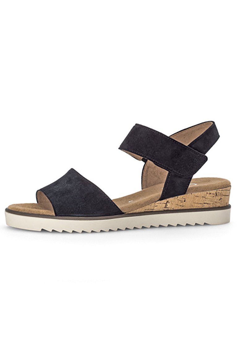Gabor Comfort Wedge sandals - dk blue kork crem/dark blue - Zalando.ie