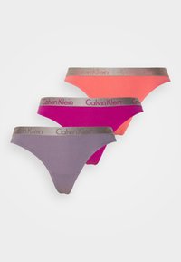Calvin Klein Underwear THONG 3 PACK RADIANT COTTON - String - gray ridge/festival fuchsia ...