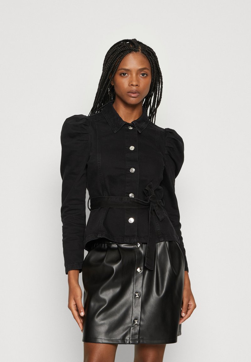 ONLY ONLJULES BELT JACKET - Giacca di jeans - washed black/nero denim ...