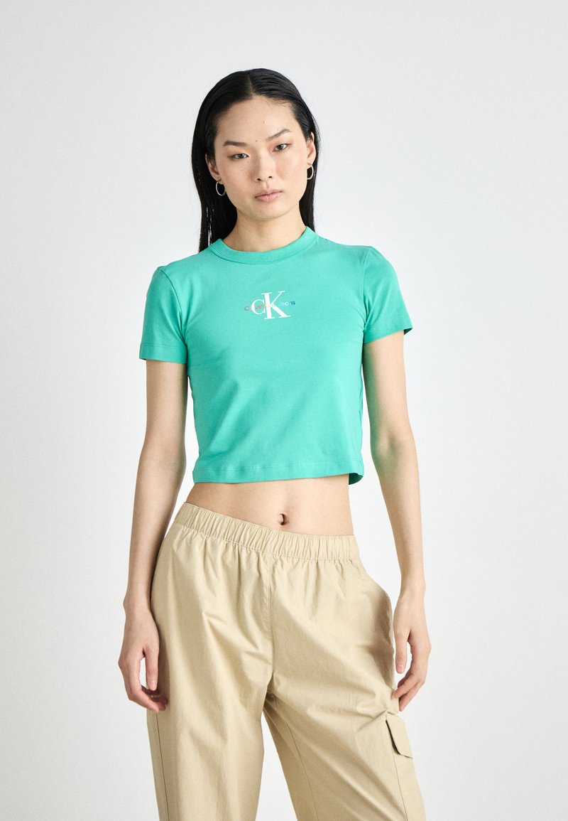 Calvin Klein Jeans MONOLOGO GRAPHIC BABY TEE - Print T-shirt - pool green/green - Zalando.co.uk