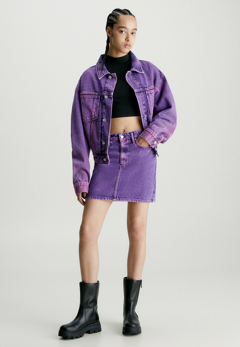 Calvin Klein Jeans HIGH RISE - A-Linien-Rock - denim light/selvage ...