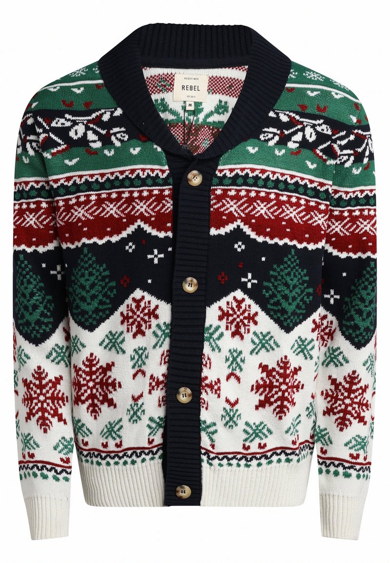 Redefined Rebel SANTA CARDIGAN REGULAR FIT - Cardigan - fir/beige ...