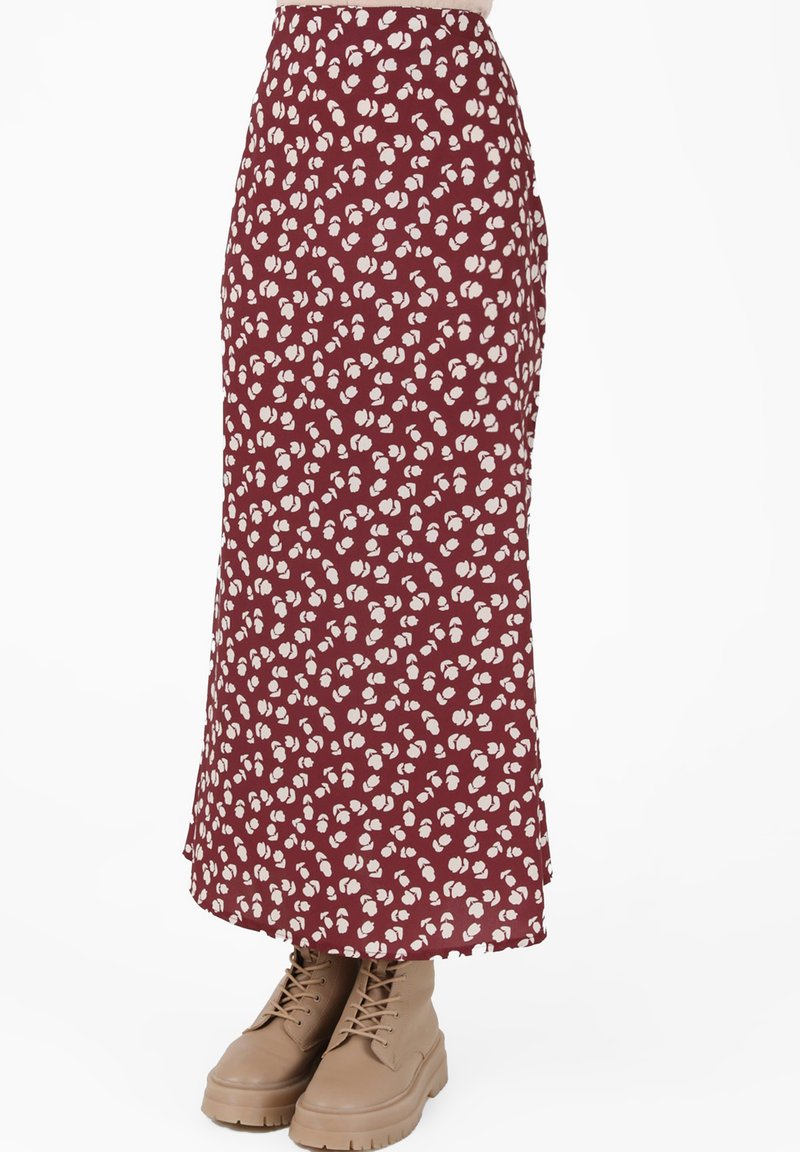Modanisa FLORAL-BENIN - Maxi skirt - bordeaux - Zalando.ie
