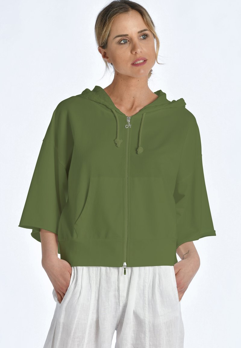 Deha Zip-up sweatshirt - deep olive green/mottled olive - Zalando