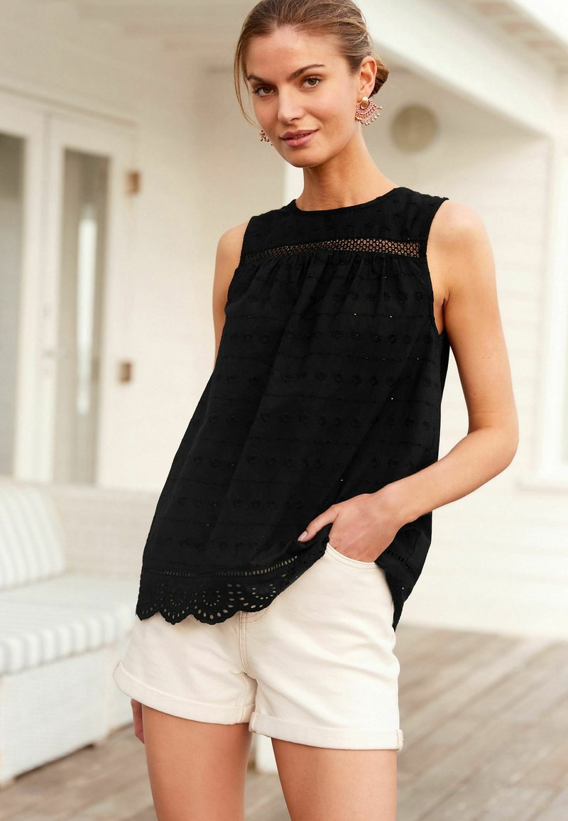 Next SLEEVELESS BRODERIE SHELL TOP - Blusa - black/negro - Zalando.es