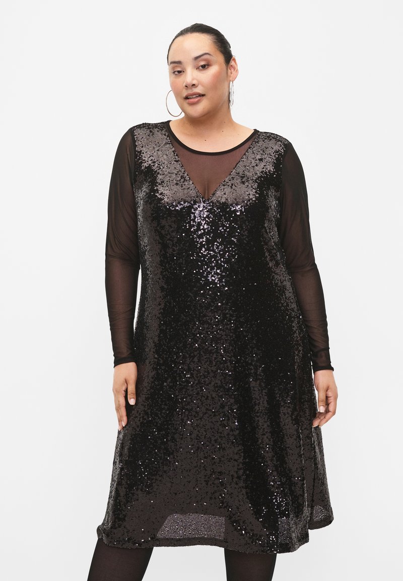Zizzi MIT LANGEN ÄRMELN - Cocktail dress / Party dress - black - Zalando.ie