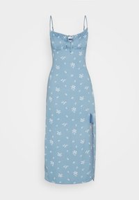 Hollister Co. BARE RUCHED BUST CUP MIDI - Vardagsklänning - white/blue ...